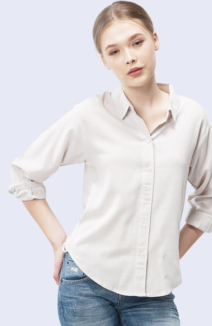 Kemeja Lengan Panjang Byan Ecru Cream – LOGO JEANS