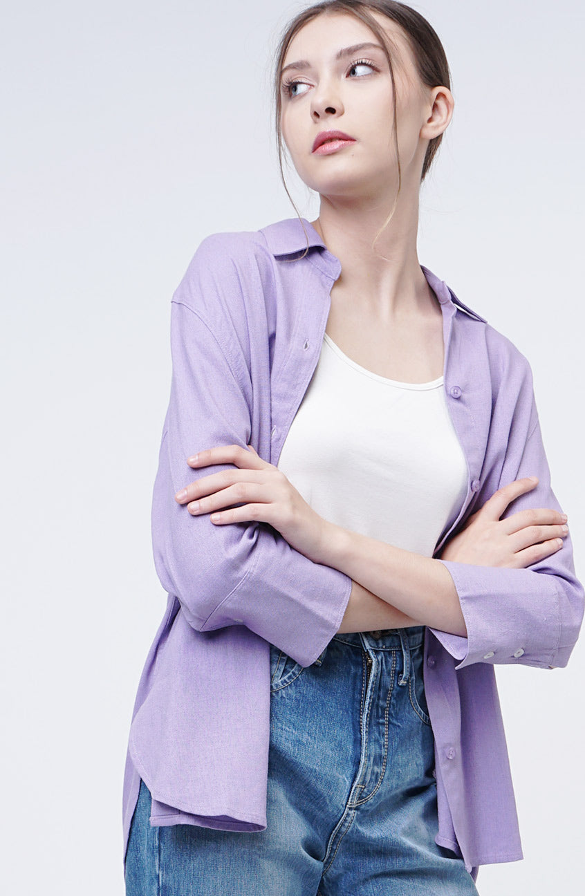 Kemeja Lengan Panjang Ariella Lilac – LOGO JEANS